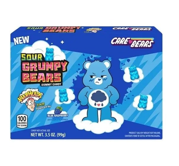 Warheads Sour Grumpy Bears kék málna ízű gumicukor 99g - Játékszallító